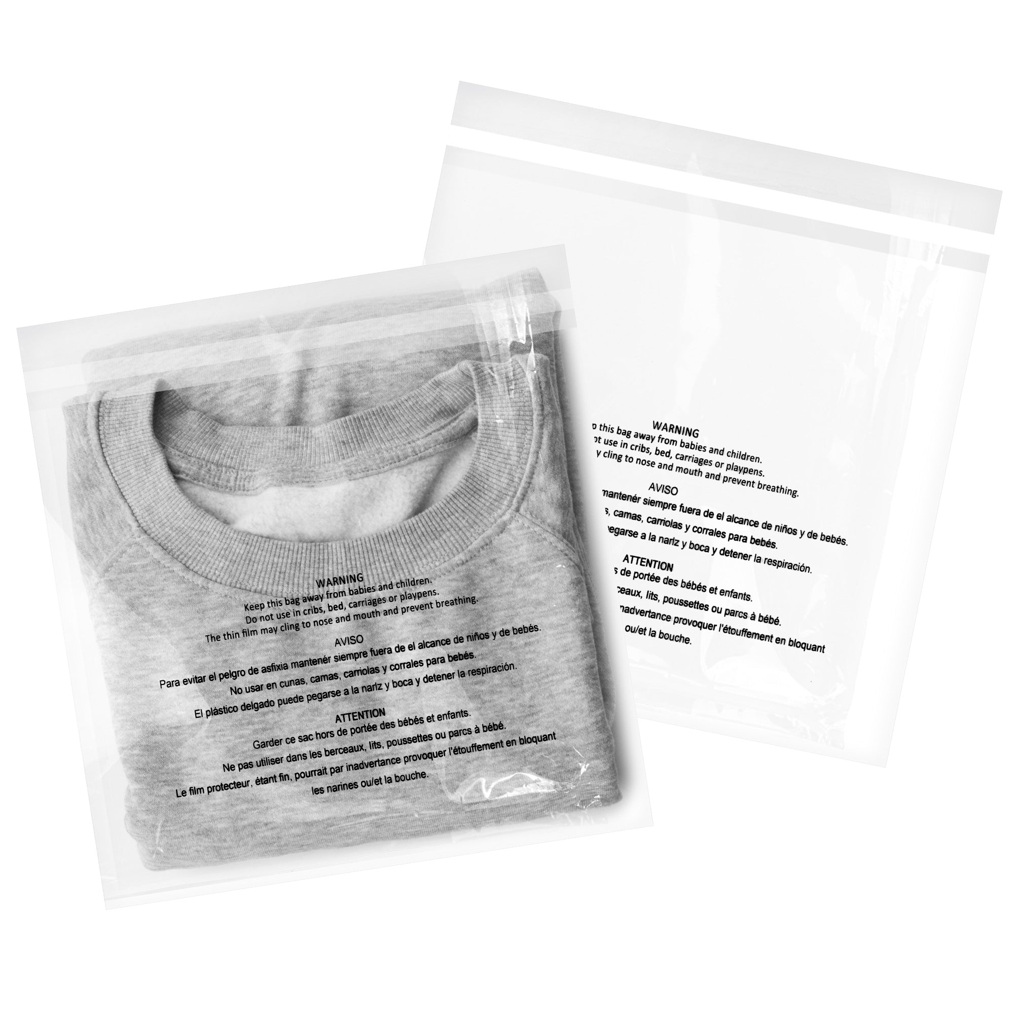 8" x 10" Resealable Suffocation Warning Bags-Clear Apparel bags 200 pa ...