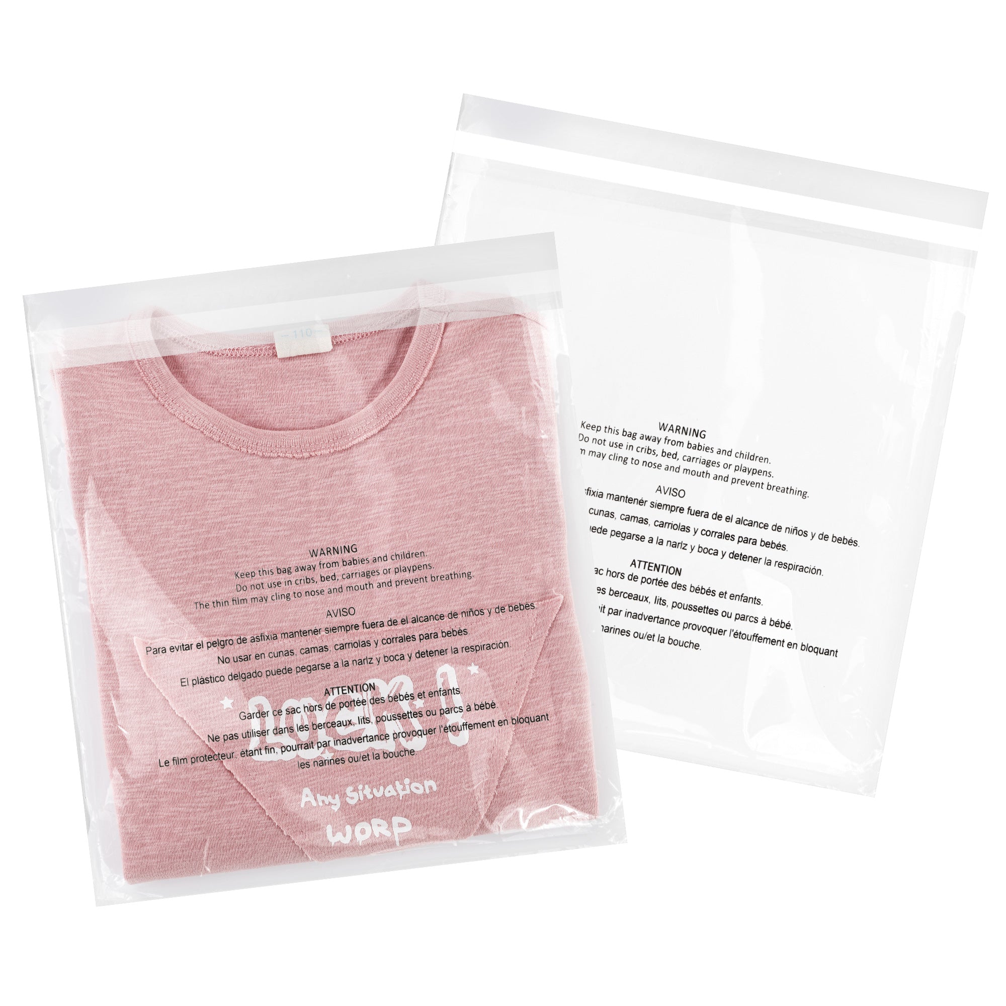 9" x 12" Resealable Suffocation Warning Bags-Clear Apparel bags 200 pa ...